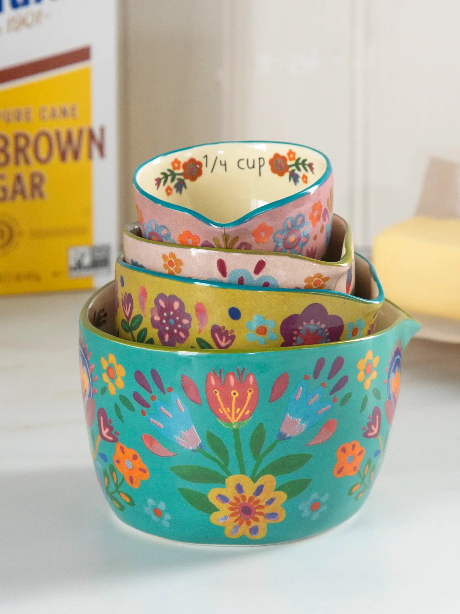 Nesting Measuring Cups - Folk Flower