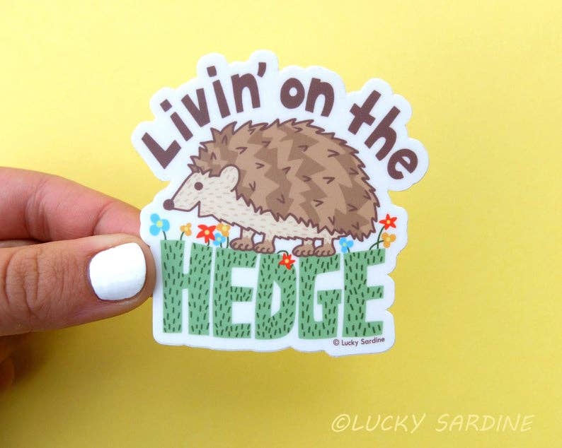 Hedgehog, Livin On The Hedge, Funny Flowers Vinyl Sticker