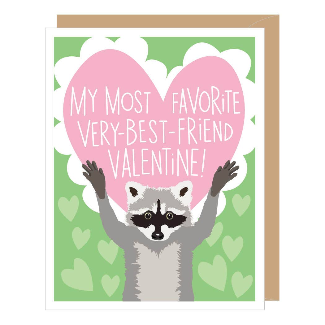 "My Most Favorite" Raccoon Valentine's Day Card