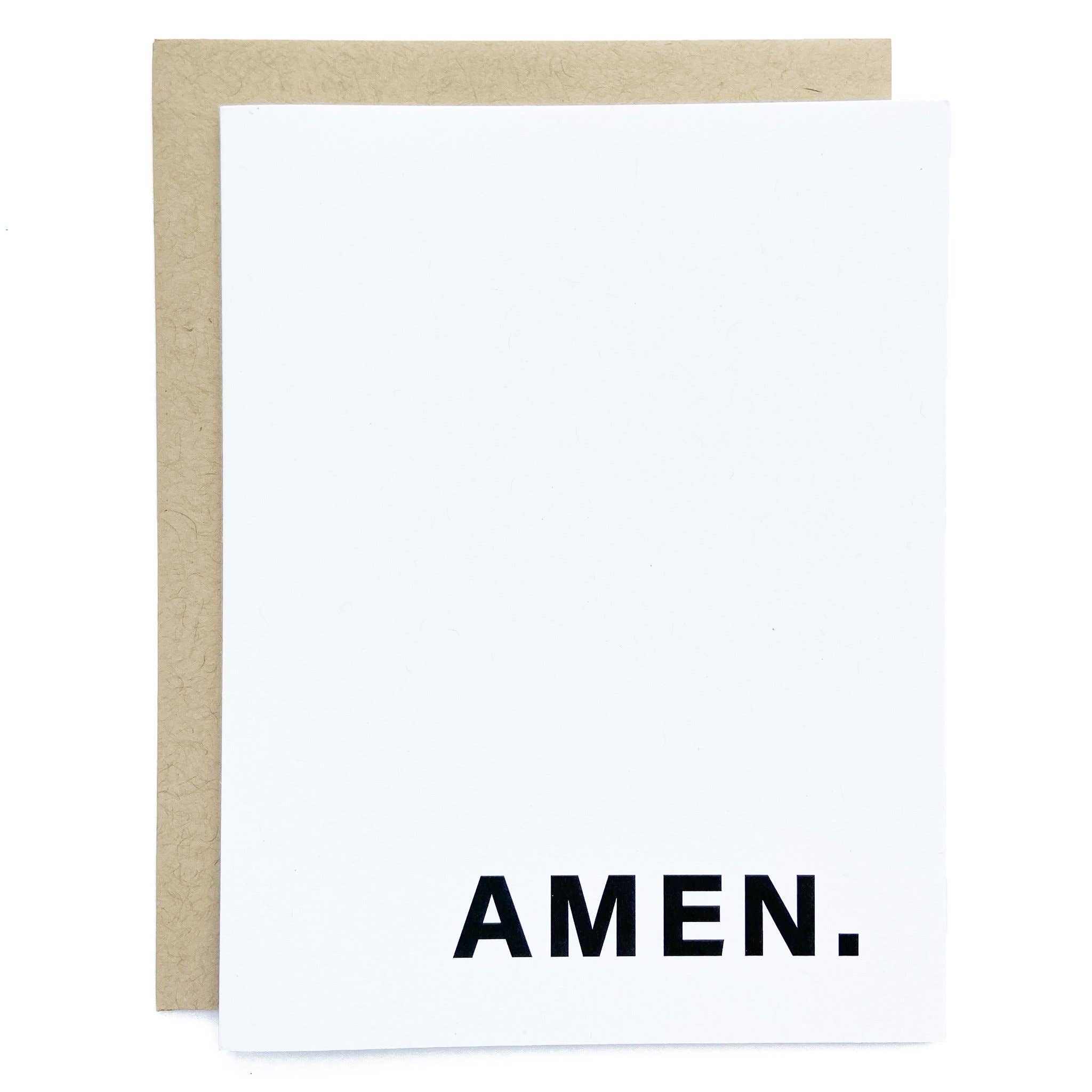 "AMEN." Simple White Greeting Card