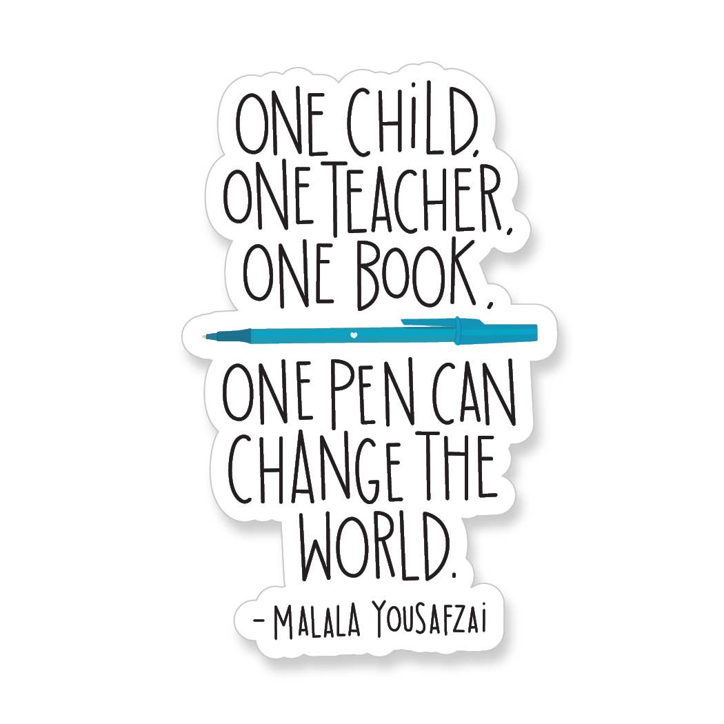 Malala Yousafzai One Book Quote Vinyl Sticker